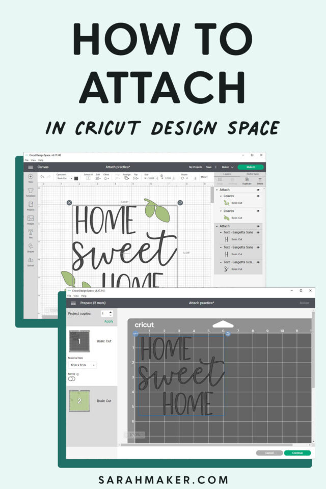 How to Attach in Cricut Design Space - Sarah Maker