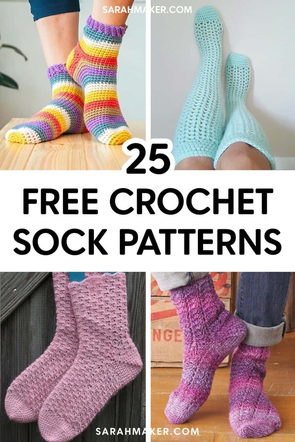 25 Free Crochet Sock Patterns - Sarah Maker